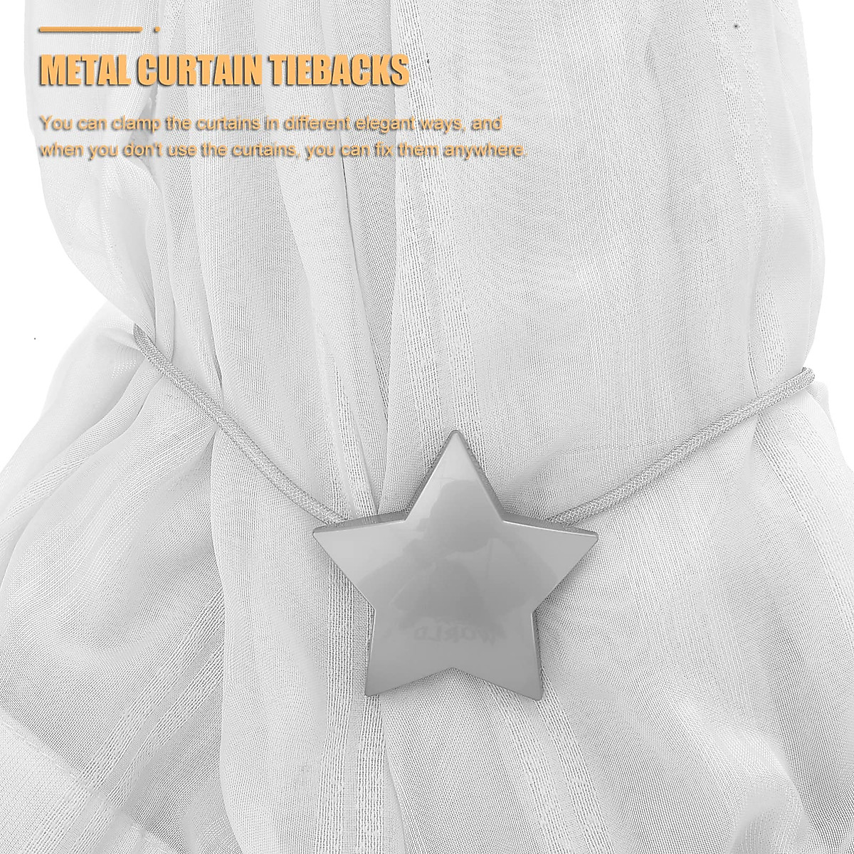 DOITOOL Holder Decorative Tiebacks Holdback Drape Magnetic Buckle for Bedroom Modern Clips Tieback Ties Accessories Holdbacks Home Window Rope Holdback, Weave Curtains Star Backs Tie