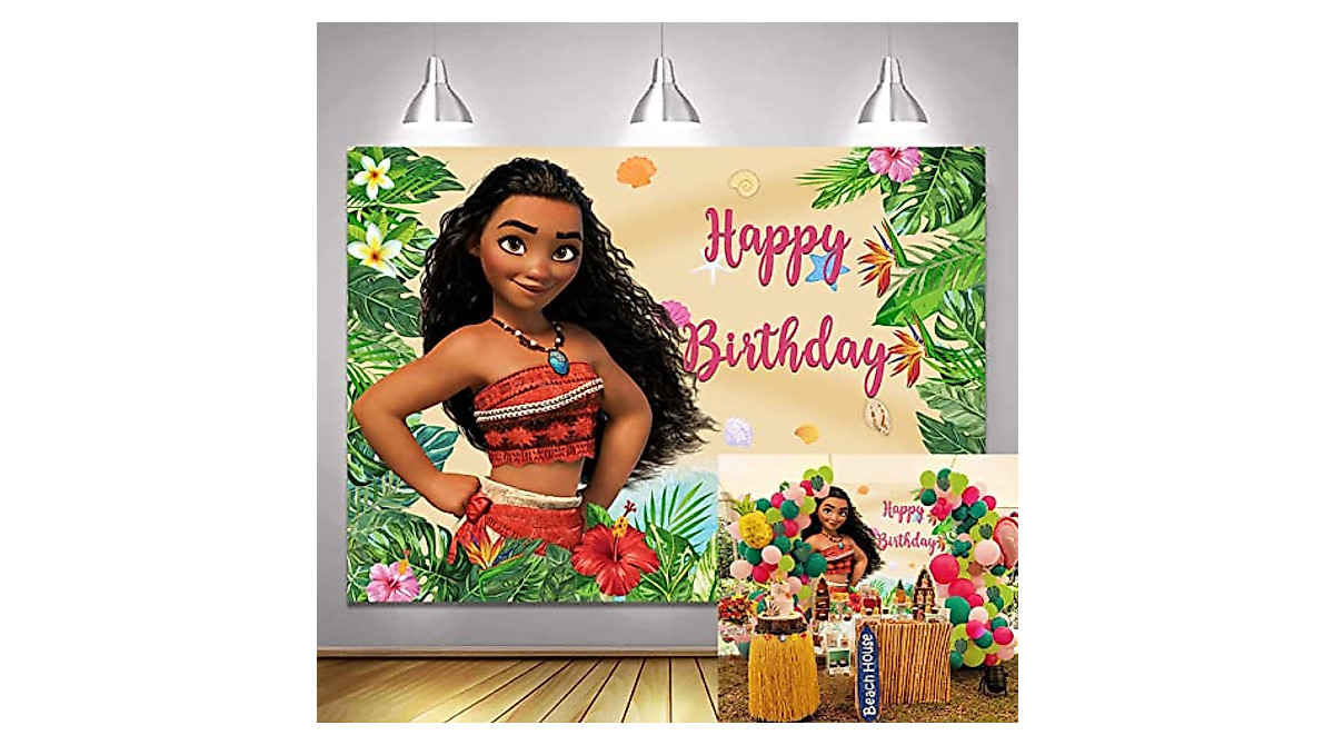 Moana Backdrop for Kids' Parties & Photos | 7x5ft Princess Beach Scene