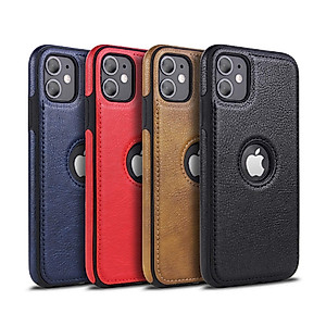 TOPSEM Retro Leather Case for iPhone 11 Anti-Knock Back Cover Soft TPU Business Shell Phone Case (Brown, for iPhone 11)