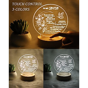 NISCHA Mothers Day Gifts from Daughter Son,Top Mother's Day Presents Ideas,Unique Mom Birthday Gift,3D Acrylic Night Lamp with Wooden Base and Greeting Card,3 Colors Touch Control (to my mom)