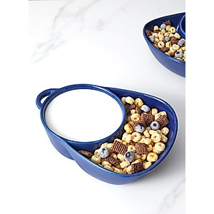 LE TAUCI Chip and Dip Bowls, Anti-Soggy Cereal Bowl, Soup and Side/Cracker Bowls Sets for Breakfast, Soup and Sandwich, Bread Dipping Bowls, Set of 2, Blue