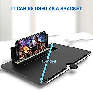 16 inch Screen Magnifier for Cell Phone 3D Magnifier Screen Enlarger for Movies,Videos,Reading,Gaming-Screen Amplifie with Foldable Phone Stand Holder. Compatible with All Smartphones -Black
