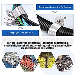 Cable Clamp Assortment Kit, Glarks 50Pcs 304 Stainless Steel 1/4'' 5/16'' 3/8'' 1/2'' 5/8'' Electrical Metal Clamp Set