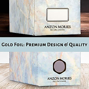 Magazine File Holder with Golden Marble Design 2 Pack, Premium Document Storage Box, Book Bin, Desk File Rack, Perfect for A4 Size Document, Office Folder, Newspaper Tray