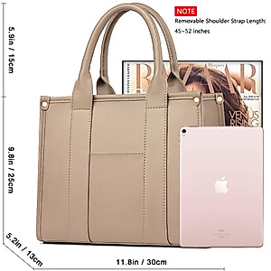 COCIFER The Tote Bag Crossbody Purses for Women Shoulder Bag Handbags PU Leather Top Handle Bags with zipper (Khaki)