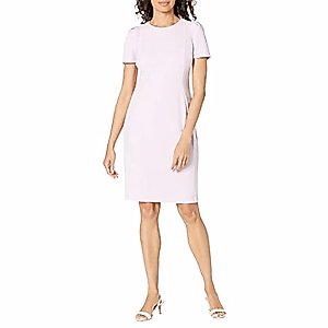 Calvin Klein Scuba Crepe Sheath Dress with Tulip Sleeve Cherry Blossom 1 6