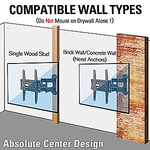 Mounting Dream TV Mount Bracket Full Motion TV Wall Mounts for 26-55 Inch LED LCD Plasma Flat Screen TV, Wall Mount with Swivel Articulating Dual Arms TV Bracket up to VESA 400x400mm 99 LBS MD2379