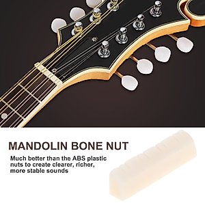 Alomejor Mandolin String Nut Bone Mandolin Bridge Saddle and Nut Instrument Replacement Accessories for 8 String Mandolin