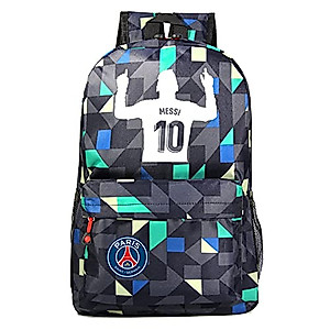 WRIGGY Kids Messi School Backpack PSG Durable Travel Knapsack-Lighweight Canvas Bookbag for Student