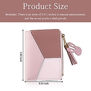 FuninCrea Ladies Zipper Wallet, Small Purse with Metal Snap Button, Leather Wallet for Women with Coin Bag, Multifunction Ladies Bifold Wallets, Credit Card Holder Wallet for Girls (pink)
