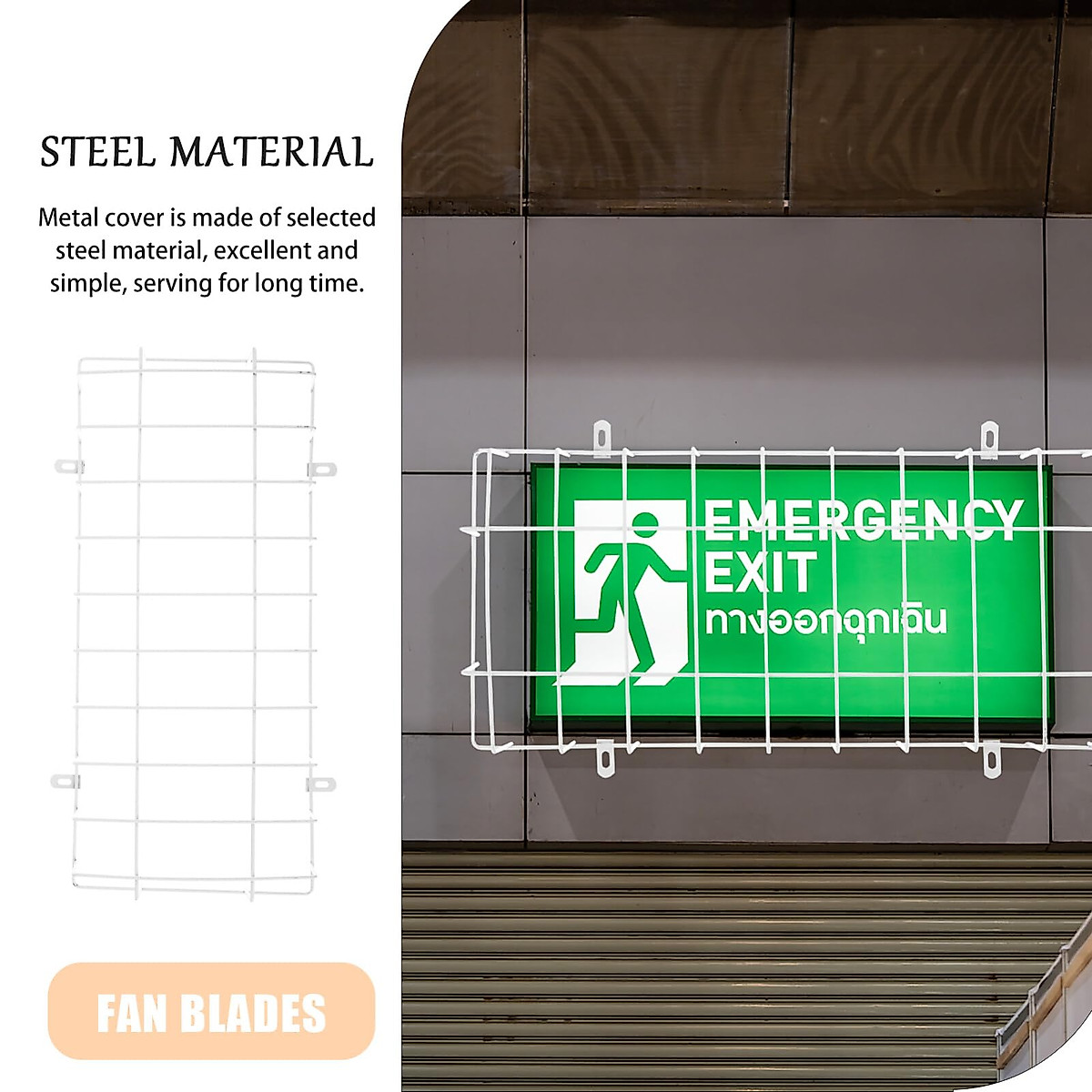 Uonlytech Emergency Light Protection Cover Wall Mount Air Conditioner Light Protective Cover Steel Wire Guard Exit Sign Protector Signal Light Wire Guard Emergency Signal Light Wire Guard