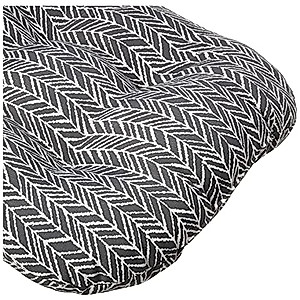 Pillow Perfect - 609973 Outdoor/Indoor Herringbone Slate Tufted Seat Cushions (Round Back), 19" x 19", Gray, 2 Pack