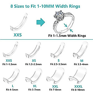 Invisible Ring Size Adjuster for Loose Rings Ring Adjuster Sizer Fit Any Rings Ring Guard Spacer (Clip-ON, 8 PCS)