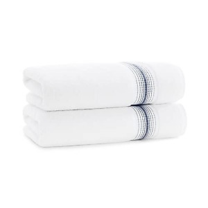 Aston & Arden Aegean Ombre Bath Towels - (Pack of 2) Oversized Ultra Soft Thick & Absorbent, 100% Ringspun Turkish Cotton Bathroom Towel for Spa, Hotel, 600 GSM, 30 x 60 in, Crystal Blue