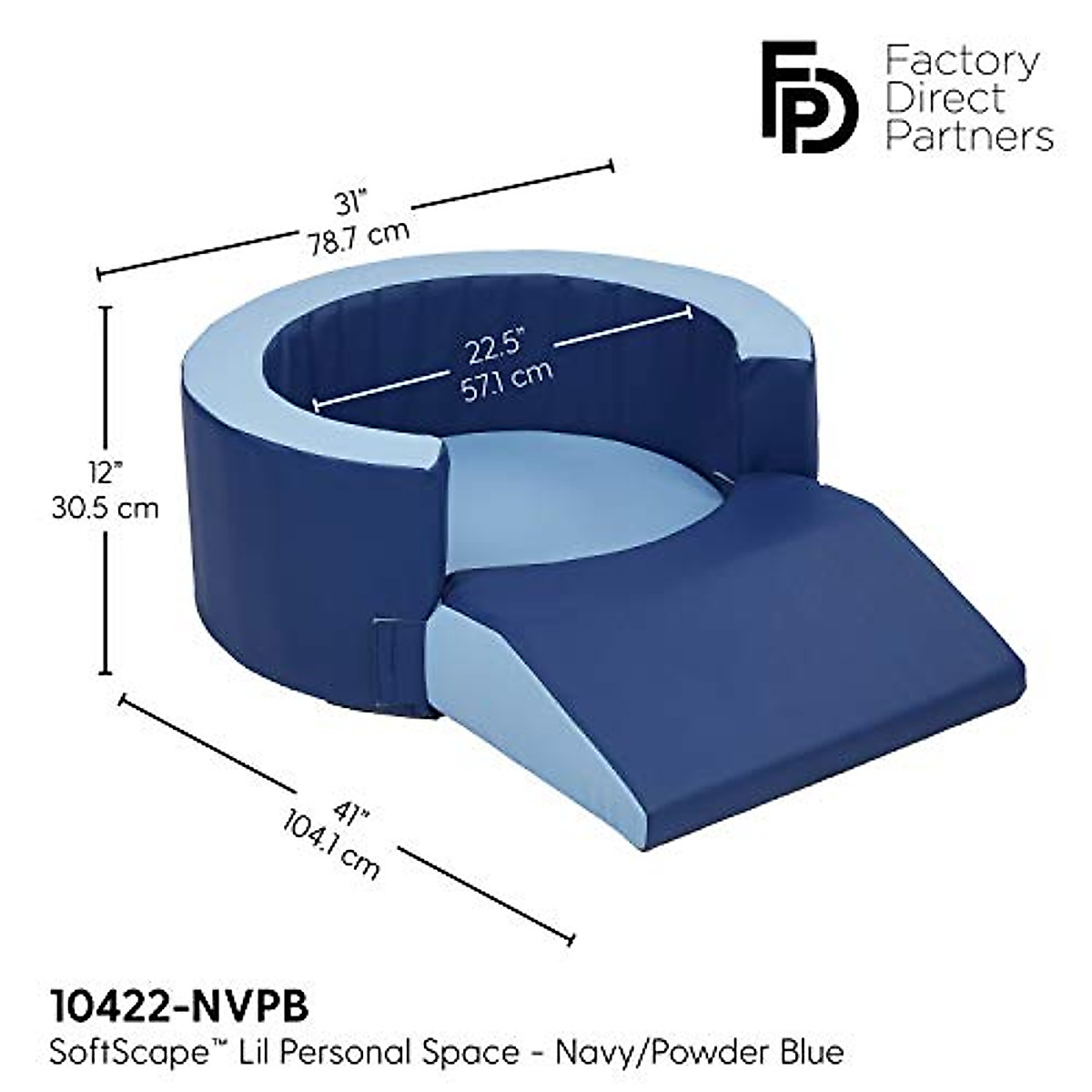 Factory Direct Partners 10422-NVPB SoftScape Lil Personal Space, Cozy and Safe Foam Retreat for Babies and Toddlers to Read, Snack, or Relax - Navy/Powder Blue