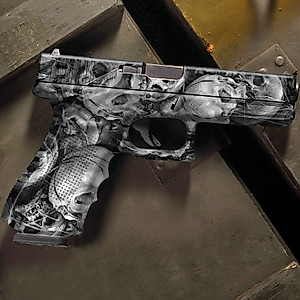 SkinArms Pistol Skin, 100% Waterproof Matte Finish Vinyl Decal, Precut Pieces Easy to Install and Fits All Handgun Within 9’’ Length, Protects Pistol with Style (SA Skull Vengeance)