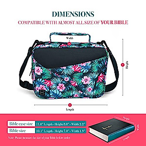 Bible cover,bible carrying case for women,bible covers,bible covers with handles and zippered pockets, bible case for women,bible covers for women,bible covers for girls, christian gift (palmate blue)