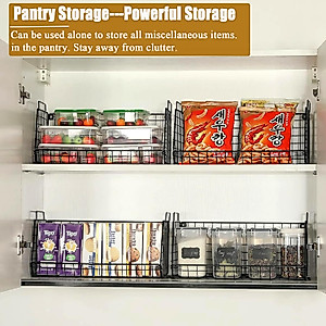 4 Pack Extra Large Stackable Wire Baskets, Pantry Organization and Storage,Wire Baskets for Organizing,Countertop Snack Chips Can Organizer,Household Storage Bins for Cabinet, Kitchen, Closet