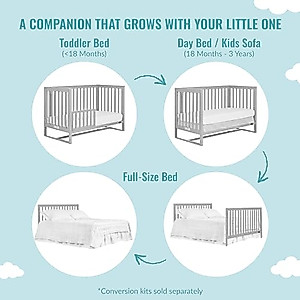 Dream On Me Arlo 5-in-1 Convertible Crib in Pebble Grey, JPMA Certified, 3 Mattress Height Settings, Non-Toxic Finish, Made of Sustainable and Sturdy Pinewood