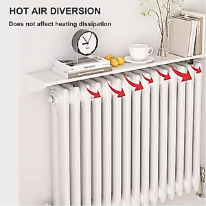 GXHYSW Radiator Covers White, Over Radiator Shelf Maximize Space, Stylish Heater Cover Dust-Proof Anti-Smoke for Living Room Bedroom, No Drilling Required with Easy to Fit Bracket,65cm
