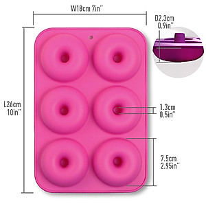 Cozihom 6-Cavity Silicone Donut Mold, Silicone Bagel Mold, Non-Stick Donut Mold, Food Grade Silicone, BPA Free, 3 Pcs
