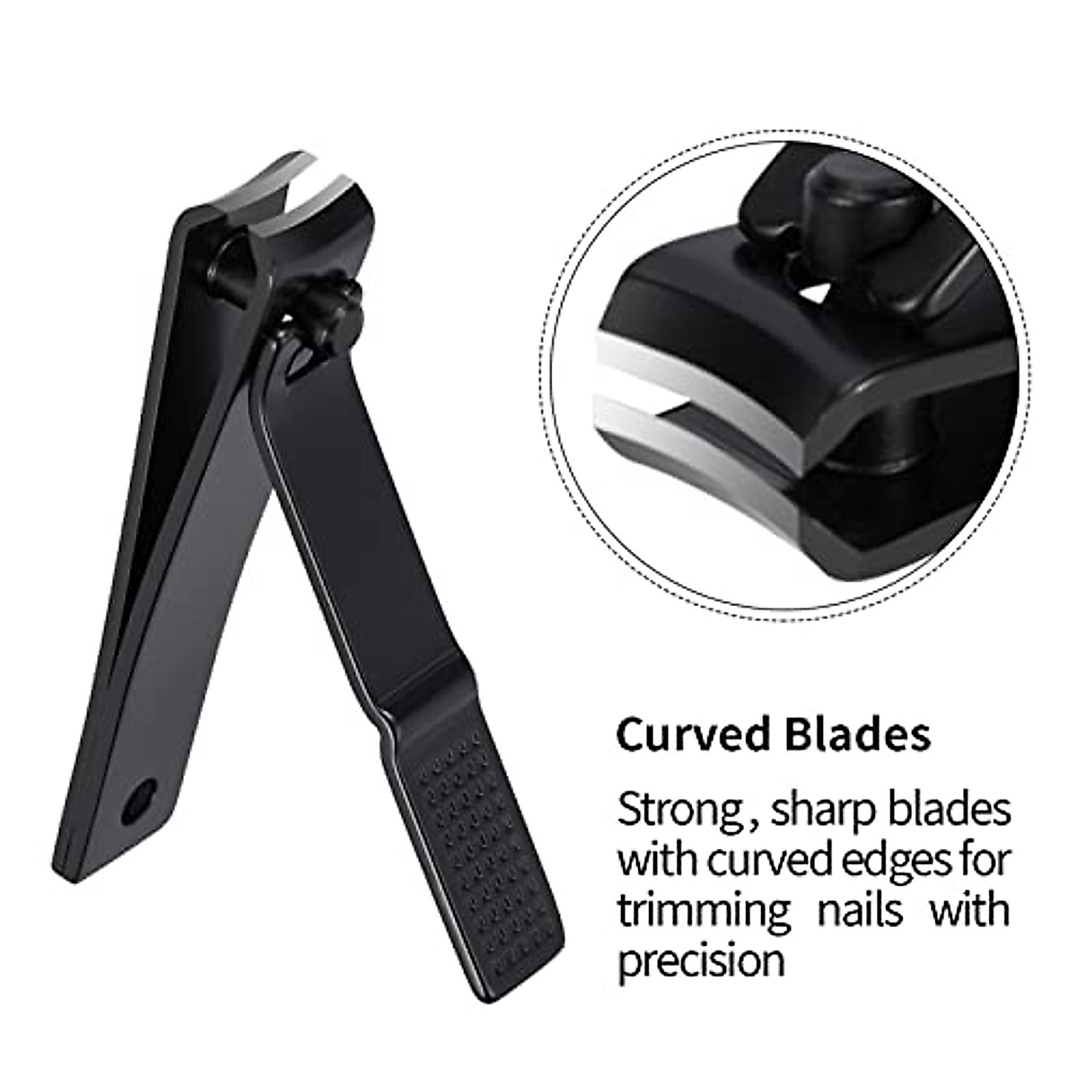 FIXBODY Nail Clipper Set – Black Stainless Steel Fingernails & Toenails Clippers & Nail File Sharp Nail Cutter with Leather Case, Gift for Men and Women, Set of 3
