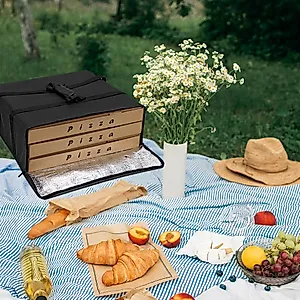 TOGETRUE Pizza Bag, Insulated Pizza Bags for Delivery Carry Hot, Large Pizza Food Delivery Bag for Doordash, Uber Eats, Pizza Warmer Bags for Personal Use, 20 x 20 (Basic Black)