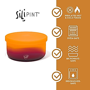 Silipint: Silicone 30oz Lidded Bowls: 2 Pack Sun Storm - Unbreakable, Flexible, Microwave-Oven-Dishwasher, Non-Slip, Sustainable