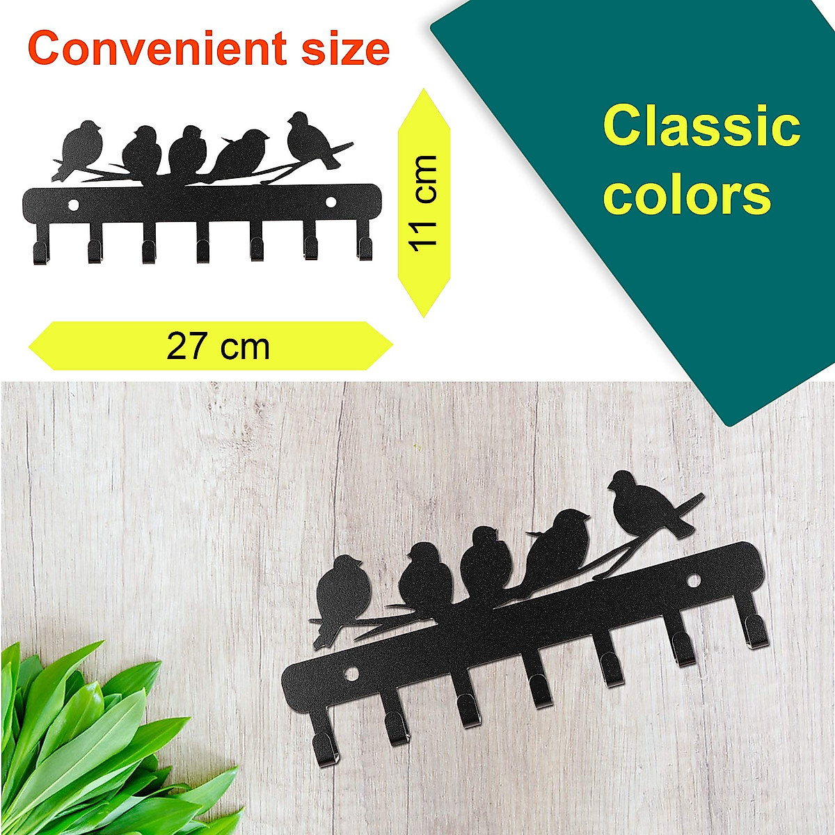 SEHAZ ARTWORKS Key Holder Wall Mount | Key Hooks for Wall | Key Rack | Key Hanger (7 Hooks, Brown)