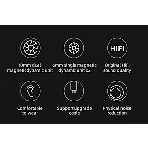 KZ DQ6 Array type three-unit dynamic in-Ear Headphone, HIFI Stereo Noise Isolating Sport IEM Wired Earphones/Earbuds/Headphones with Detachable Cable (without Mic, Grey)