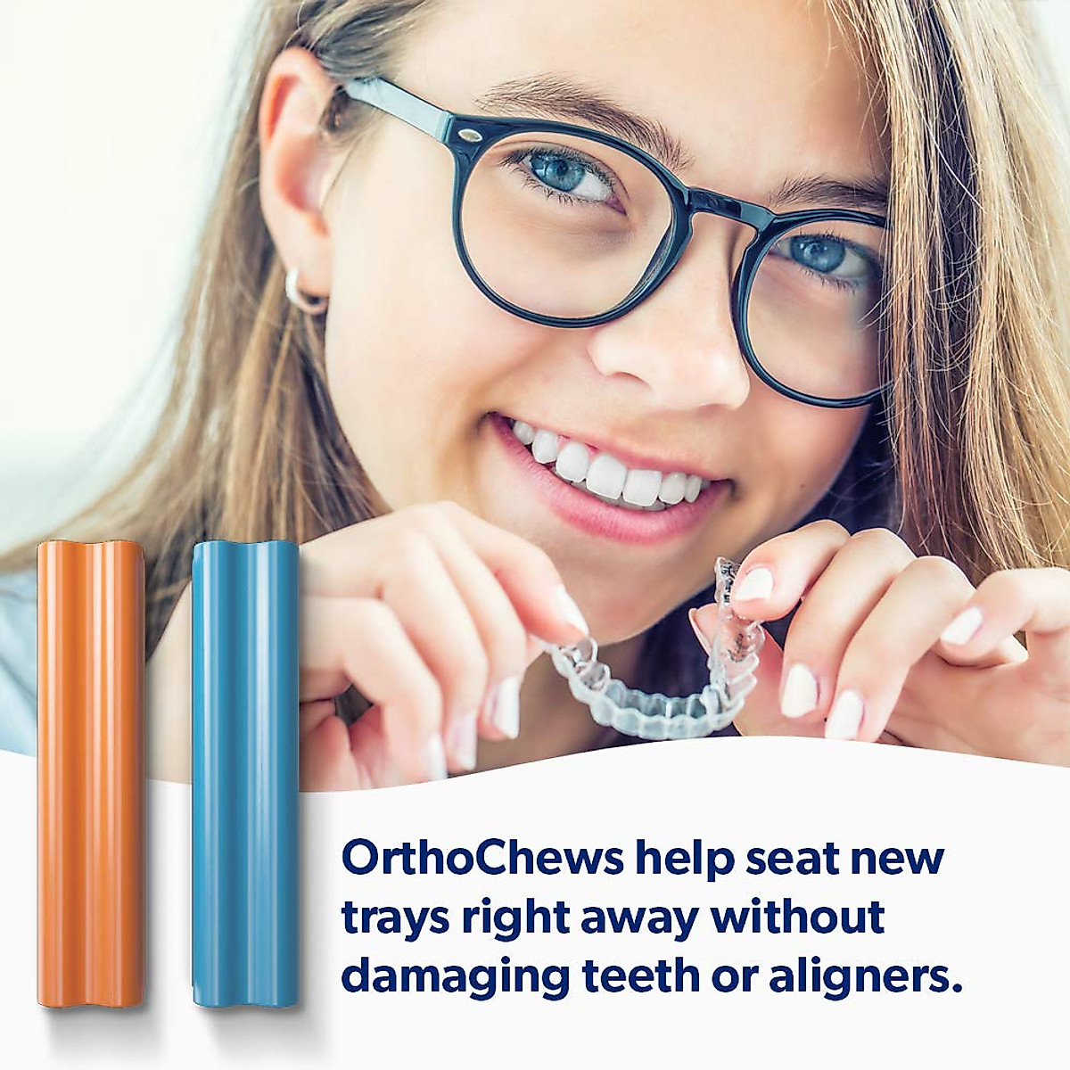 EverSmile OrthoChews Medical Grade Silicone Chew with Comfort Bite Technology | Dental Aligner Seater, Chewies for Invisalign, Clear or Metal Braces | Help to Seat Your Aligner Trays (2 Pack)
