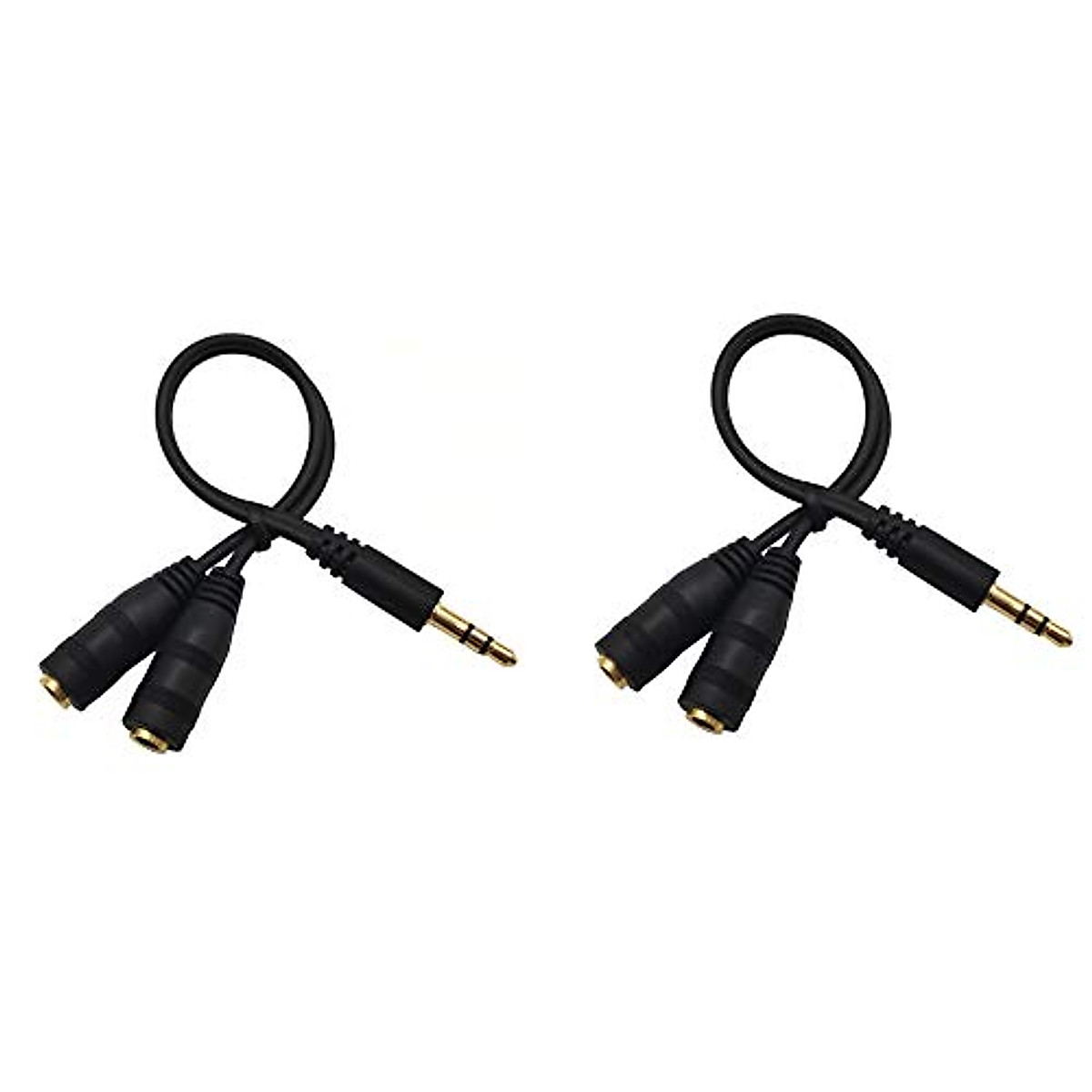 Traovien 3.5mm Splitter , 2Pcs Y Splitter Adapter Wire , 3.5mm Jack Separate Headphone & Mic Plug Adapter 1Male to 2 Female(0.2M/8Inch)
