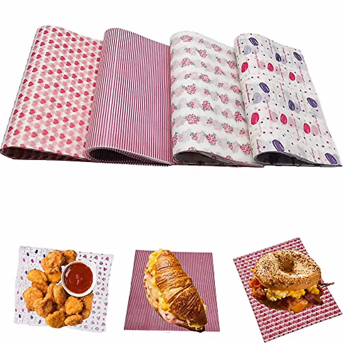 200 Pieces Wax Paper Deli Paper Sheets Sandwich Wrap Parchment Paper Picnic Paper Sheets for Food Basket Liner, Party,Kitchen,Restaurant(9.8inx8.5in)