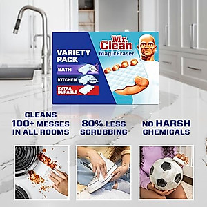 Mr. Clean Magic Eraser Variety Pack (with Bath, Kitchen, and Extra Durable Cleaning Pads), Bathroom, Shower, and Oven Cleaner, 12 Count, 6 Count (Pack of 2)