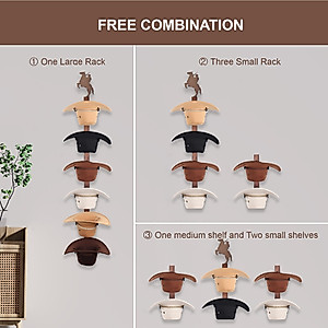 CANWUPON Cowboy Hat Rack Holder for Wall - Wild Western Style Design Hat Organizer with 6 Hat Hooks for Wall Mount, Hat Stand and Hanger for Storage and Organization
