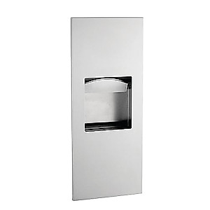 BOBRICK 36903 TrimLineSeries Stainless Steel Recessed Paper Towel Dispenser with 1.6-Gallon Waste Receptacle