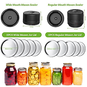 Mason Jar Vacuum Sealer, Mason Jar Vacuum Sealer for Mason Jars, True Bright Mason Jar Vacuum Sealer Kit for Wide Mouth and Regular Mouth Mason Jars