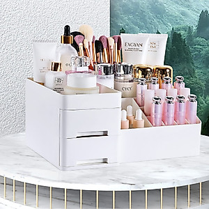 Makeup Organizer,Cosmetic Desk Storage Box with Drawers Skincare Organizers for Dressing Table, Countertop, Bathroom Counter, Vanity Holder for Brushes, Lotions, Lipstick and Nail Polish