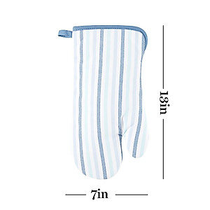 Martha Stewart Daisy Stripe Oven Mitt Set, 7"x13", Blue