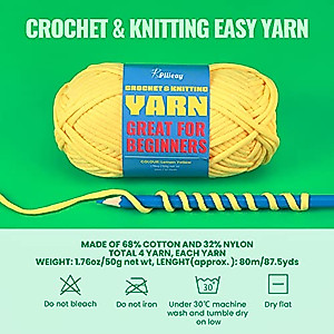 Pllieay Red Cotton Yarn, 4x50g Crochet Yarn for Crocheting and Knitting, Cotton Yarn for Beginners with Easy to See Stitches for Beginners Crocheting and Knitting