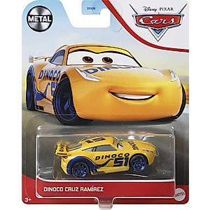 Disney Car Toys Dinoco Cruz Ramirez, Miniature, Collectible Racecar Automobile Toys Based on Cars Movies, for Kids Age 3 and Older, Multicolor