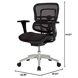 WorkPro 12000 Series Ergonomic Mesh/Premium Fabric Mid-Back Chair, Black/Black