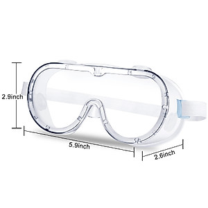 TGS 12 Pack Safety Goggles Anti Fog Protective Safety Glasses Over Eyeglasses Scratch Resistant Protective Coating Eye Protection Clear, Vented Panoramic Lenses with Extreme Impact Resistance