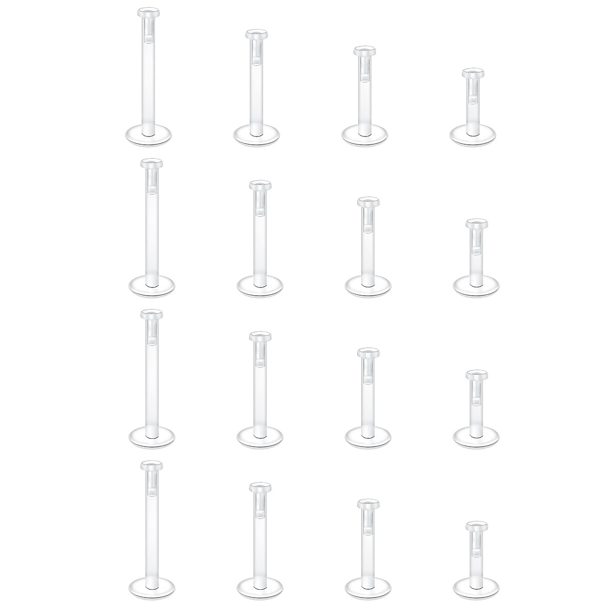 MODRSA 16g Clear Cartilage Earrings Stud Plastic Forward Helix Earring Clear Lip Rings Push on Plastic Medusa Labret Piercing Retainer Flat Labret Lip Retainers for Work Sports Surgery