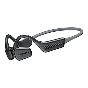 truefree Sports Earphones F1 Open-Ear Bluetooth Headphones with ENC Noise-Cancellation Mic Air Conduction Wireless Headset for Workouts and Running, 11 Hours of Music, with Headband (Black & Grey)