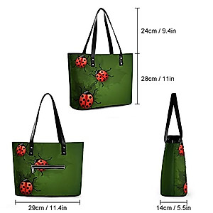 Womens Handbag Ladybug Leather Tote Bag Top Handle Satchel Bags For Lady
