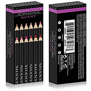 SHANY Dreamy Dozen Matte Lip Liner Set Vegan - Long-Lasting Professional Velvet Cruelty-Free Lipstick Pencils Pens in Varying Shades - Pack of 12