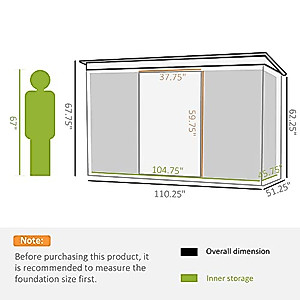 Outsunny 9' x 4' Metal Garden Storage Shed Tool House with Sliding Door Spacious Layout & Durable Construction for Backyard, Patio, Lawn Green