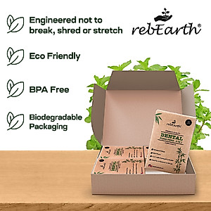 rebEarth Natural Dental Floss Picks - Oral Care Dental Pick w/Mint Flavored Toothpicks, 2-in-1 Natural Floss & Toothpicks, Plant-Based Dental Flossers, Tooth Floss Picks w/Tongue Cleaner (200 Count)