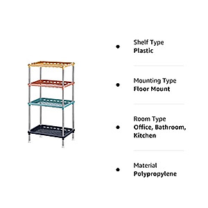 ruishetop 4-Tier Multicolor Plastic Storage Rack Easy Assembly Space Saving for Kitchen,Laundry Room,Bathroom
